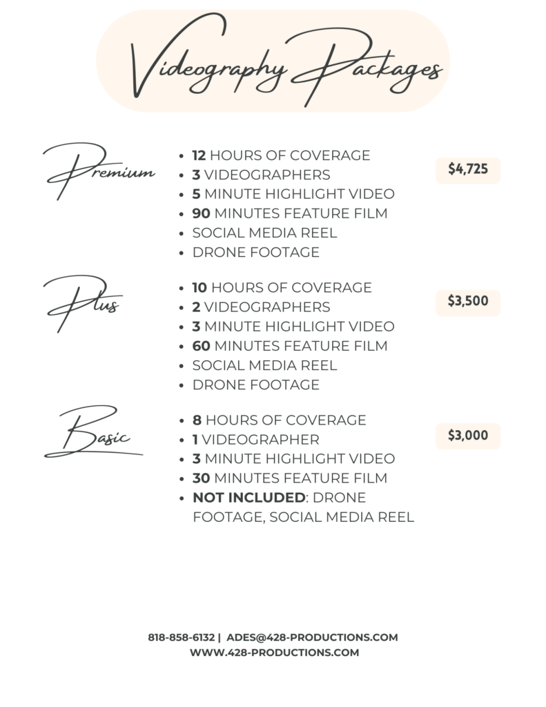 Videogrpahy packages – 428 Productions